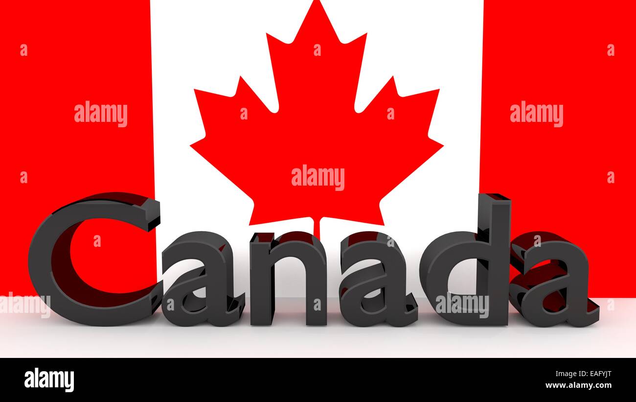 Writing Canada made of dark metal in front of a canadian flag Stock ...