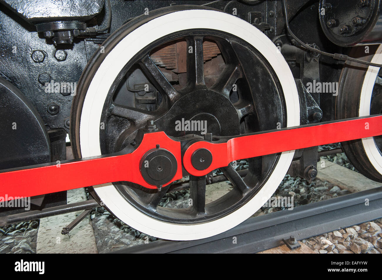 Closeup detail of wheels on old railway engine Stock Photo - Alamy