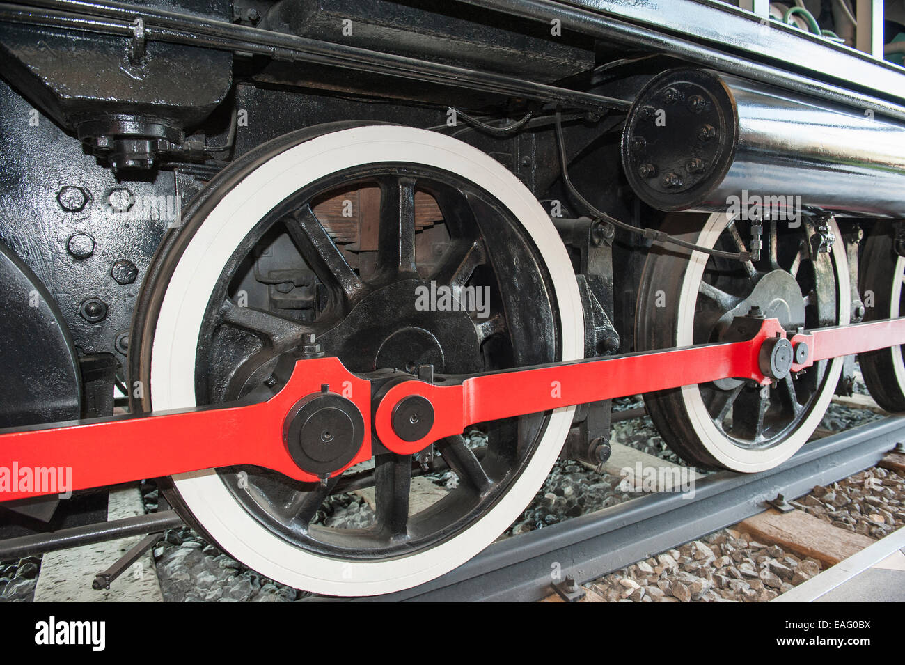 Closeup detail of wheels on old railway engine Stock Photo - Alamy