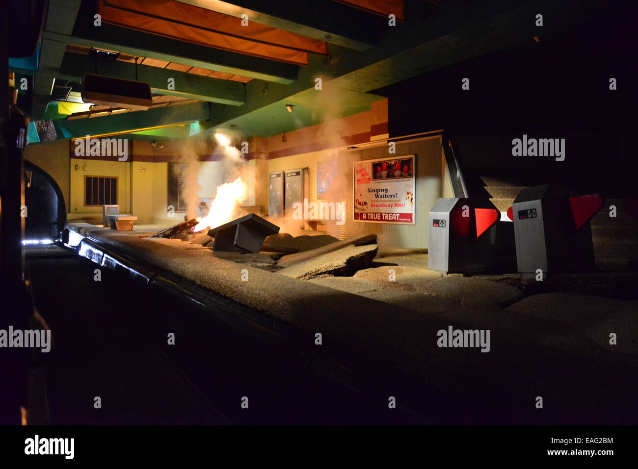 Universal studios, simulation of an Earthquake on a stage set in the ...