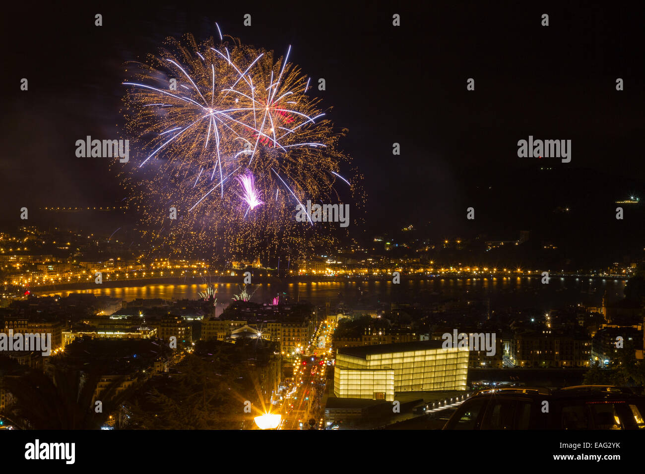 Fireworks in Donostia - San Sebastian Stock Photo - Alamy