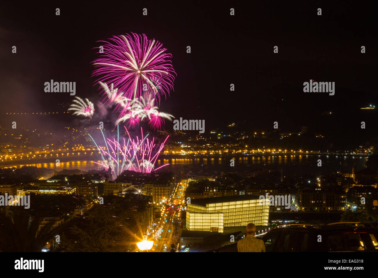 Fireworks in Donostia - San Sebastian Stock Photo - Alamy