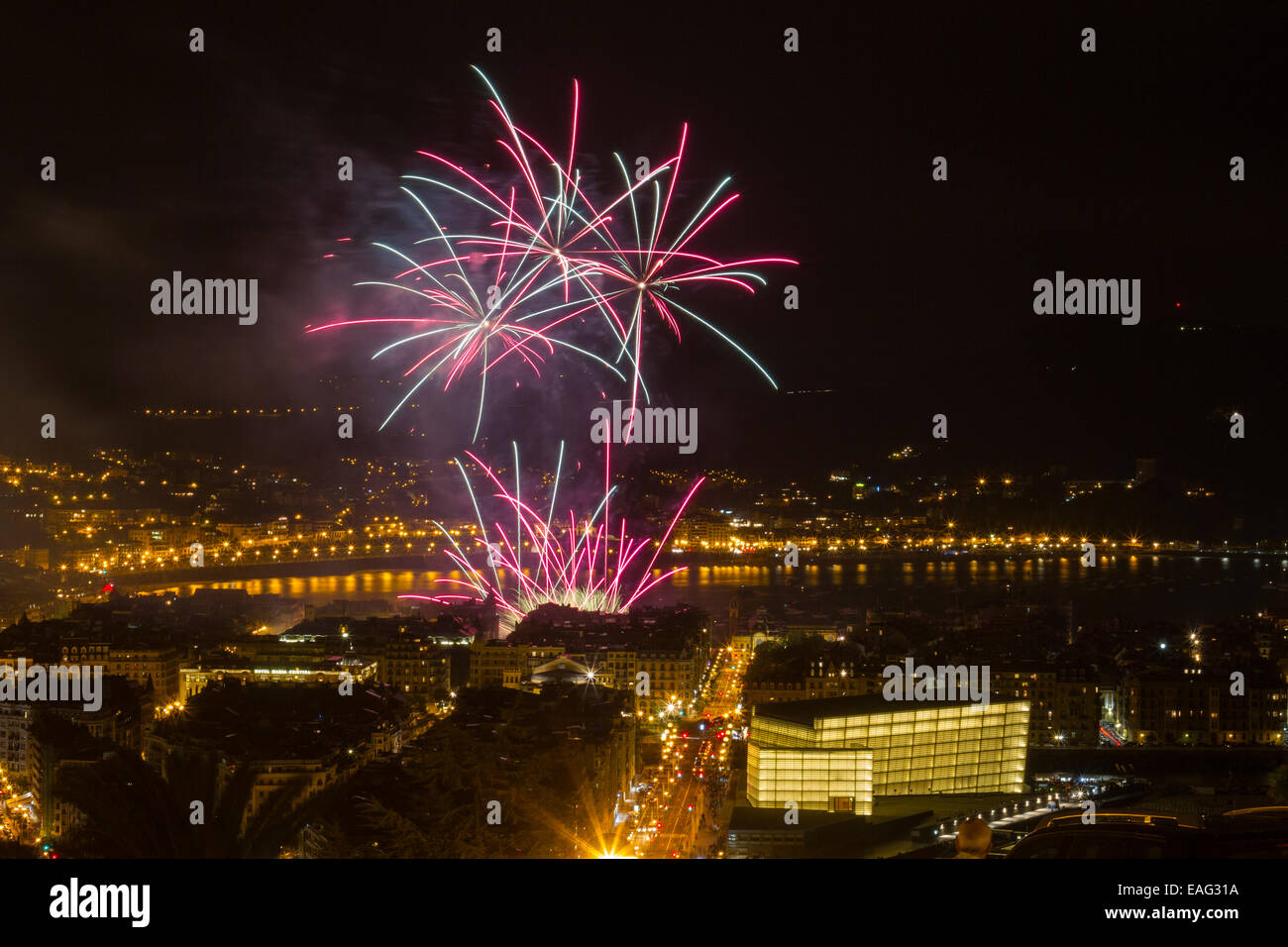 Fireworks in Donostia - San Sebastian Stock Photo - Alamy