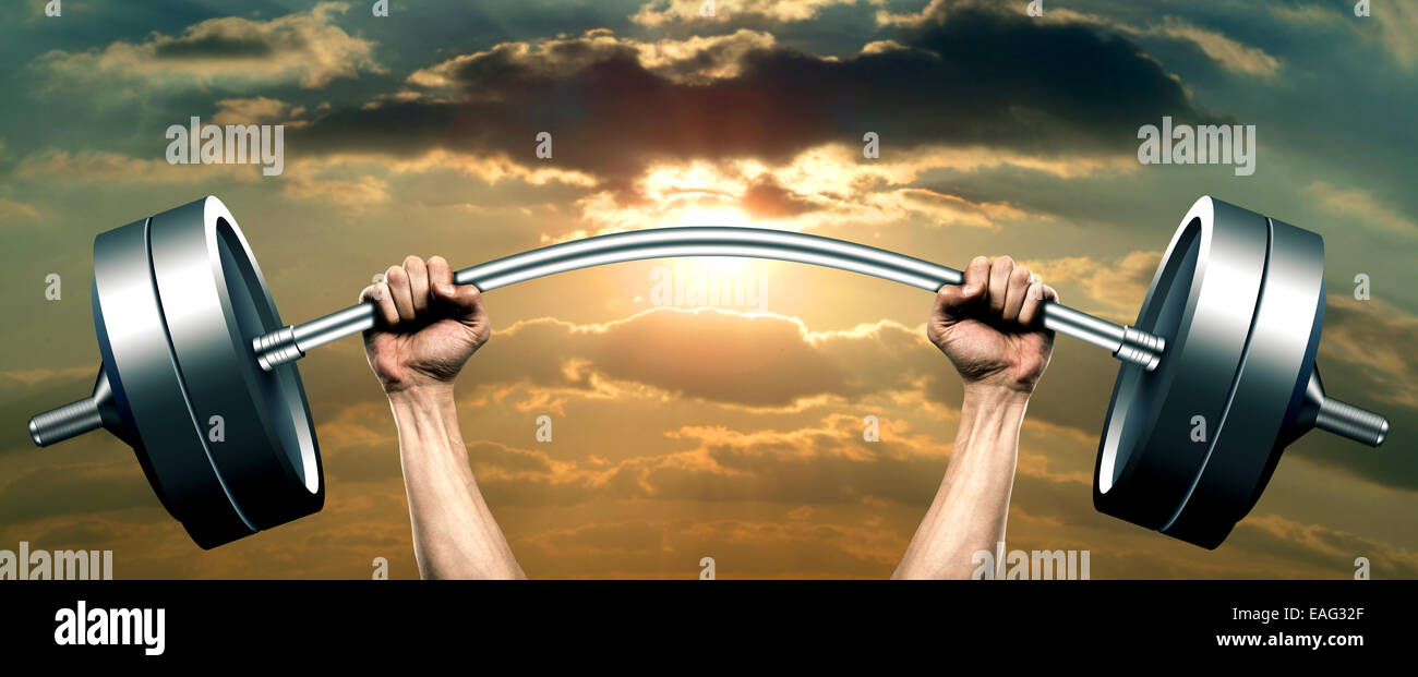 Human hands lifting barbell Stock Photo - Alamy