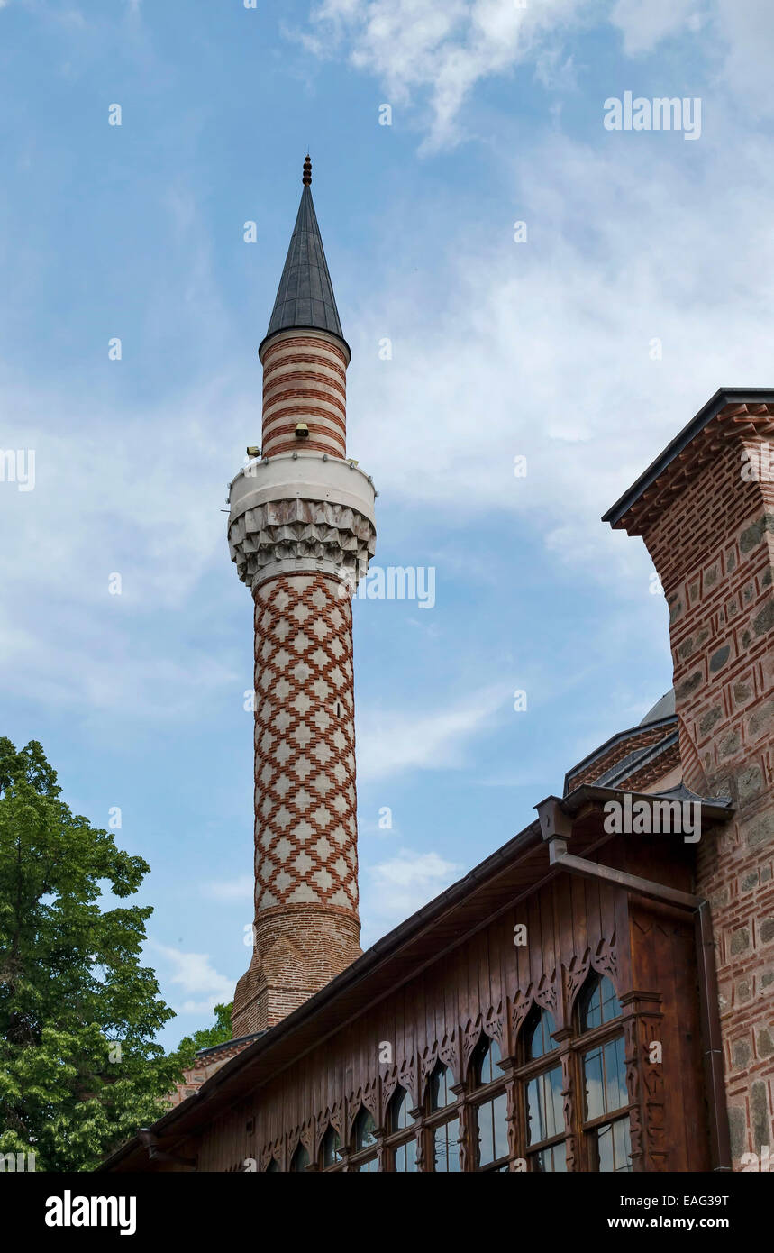 Fragment of beauty minaret of the mosque in Plovdiv town, Bulgaria ...