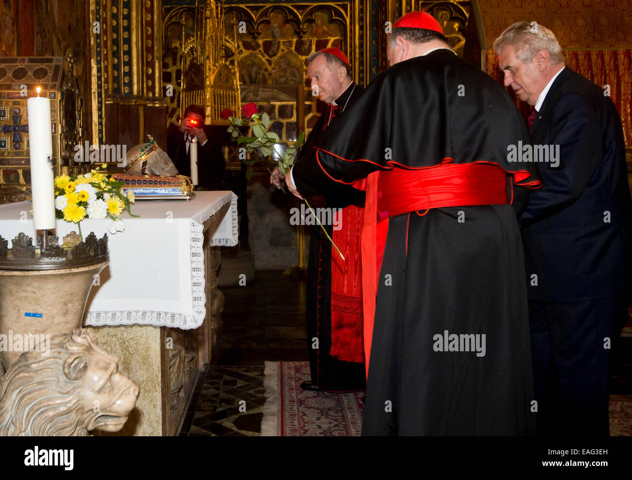 Vatican state secretary Pietro Parolin (back left) visits St Vitus ...