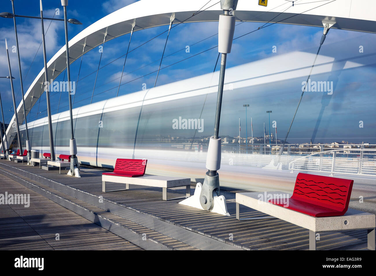Tramway crossing the bridge, Lyon, France Stock Photo - Alamy