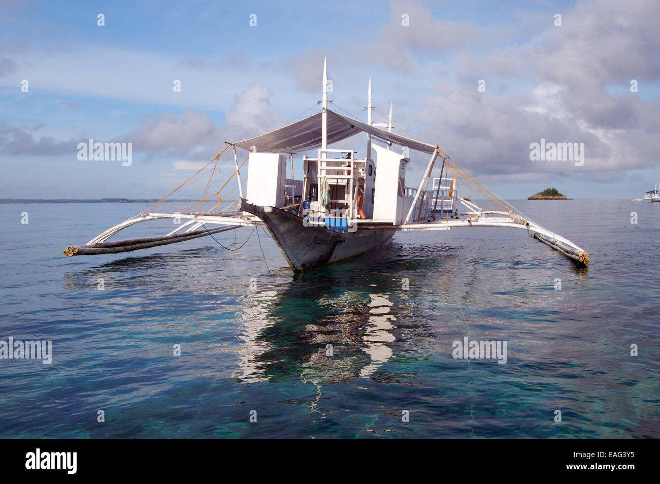 Traditional Philippine boat bangca (outrigger canoe) Bohol Sea ...