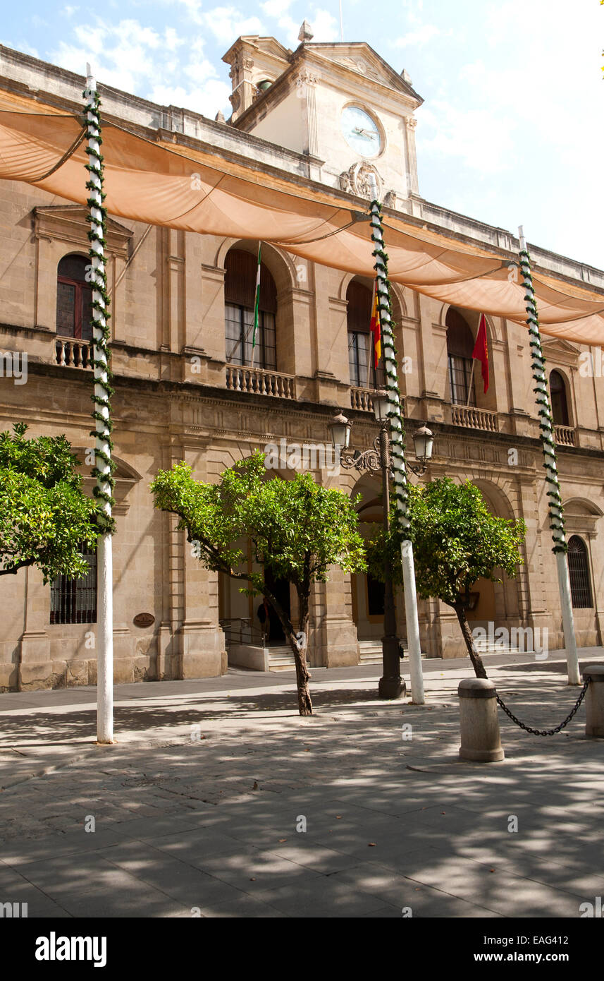 Historic Ayuntamiento city hall building in central Seville, Spain ...