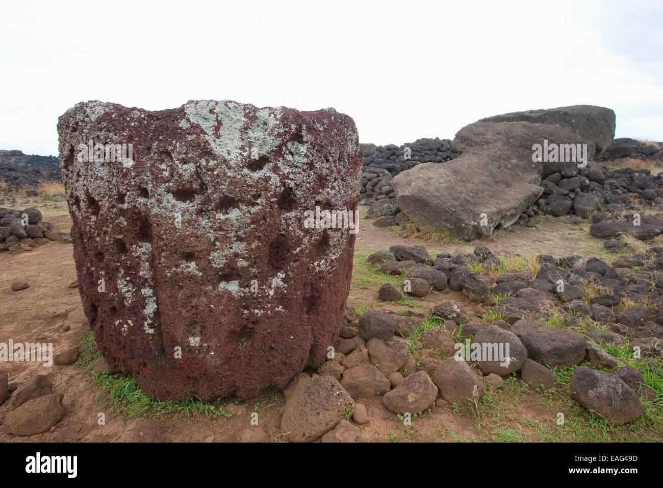 Fallen Moai & Pukao (Top Knot) At Ahu Te Pito Kura, Rapa Nui (Easter ...