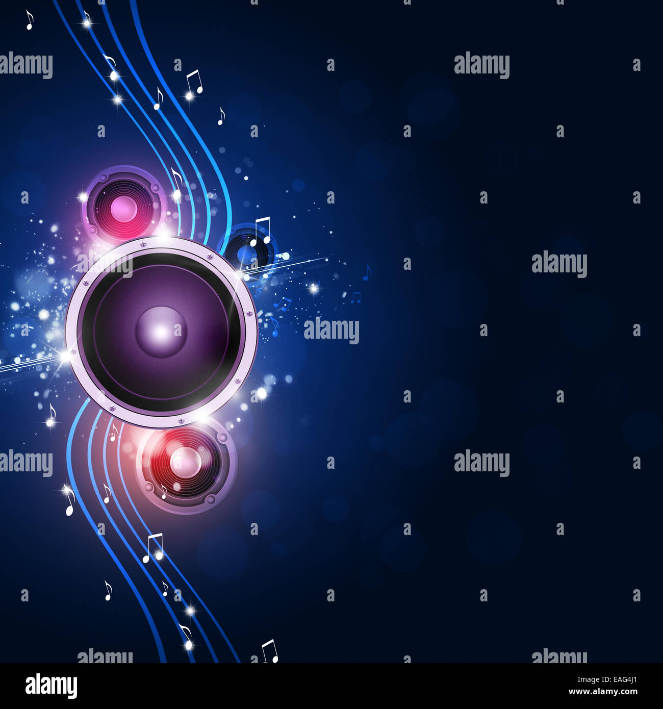 funky red music sound speaker background with water splashes Stock ...