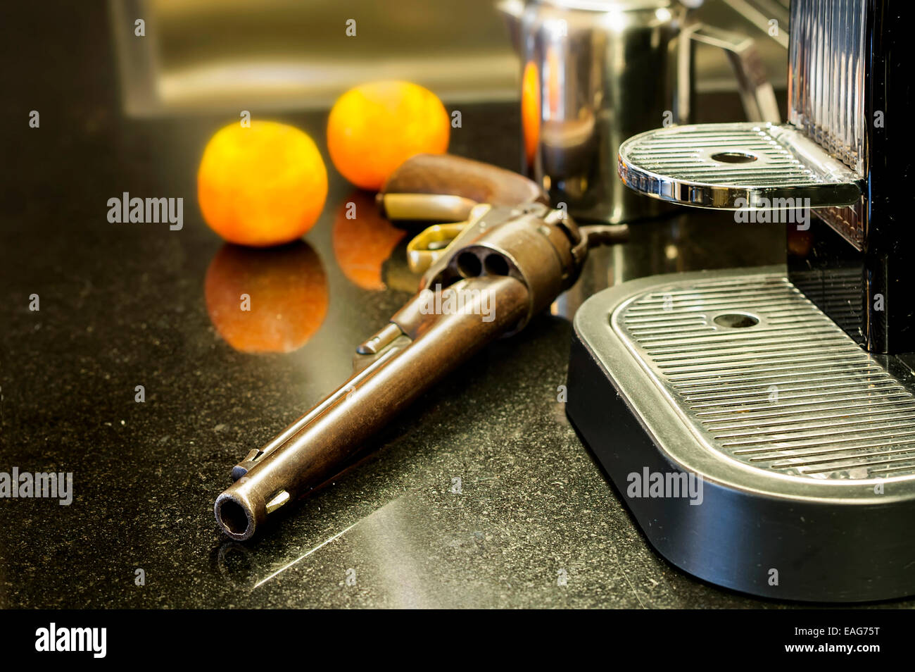 Revolver on a Table Stock Photo - Alamy