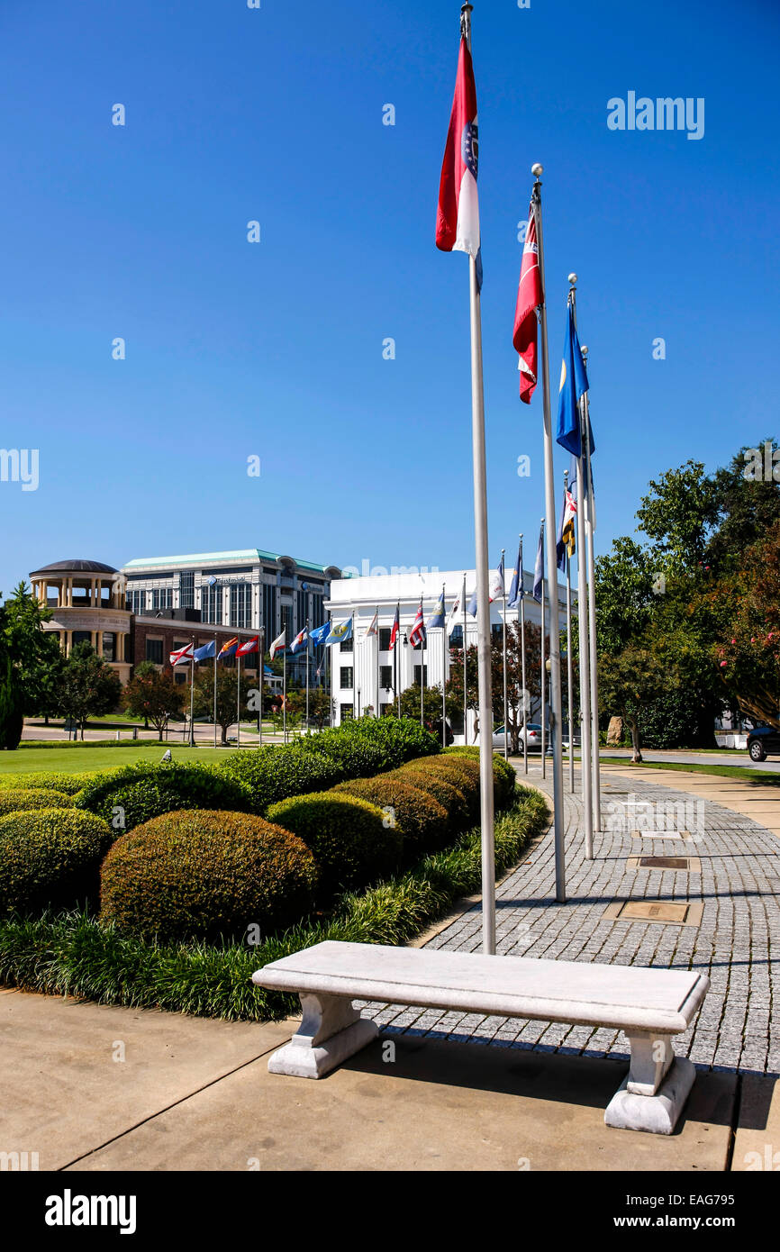 Flags of all 50 states fly in the gardens outside the rear of the ...