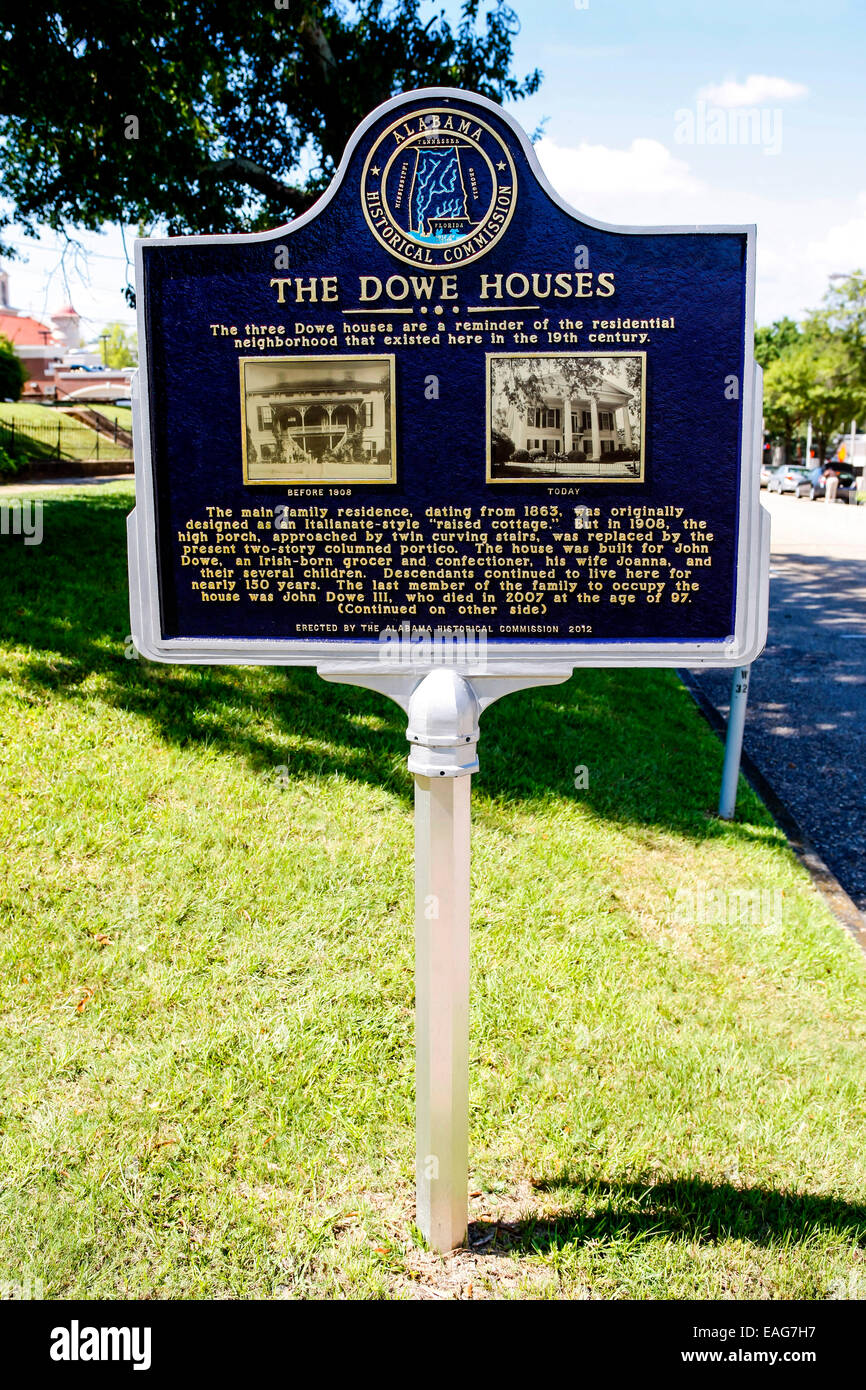 Historic Plaque for the site of the Dowe Houses in Montgomery Alabama ...