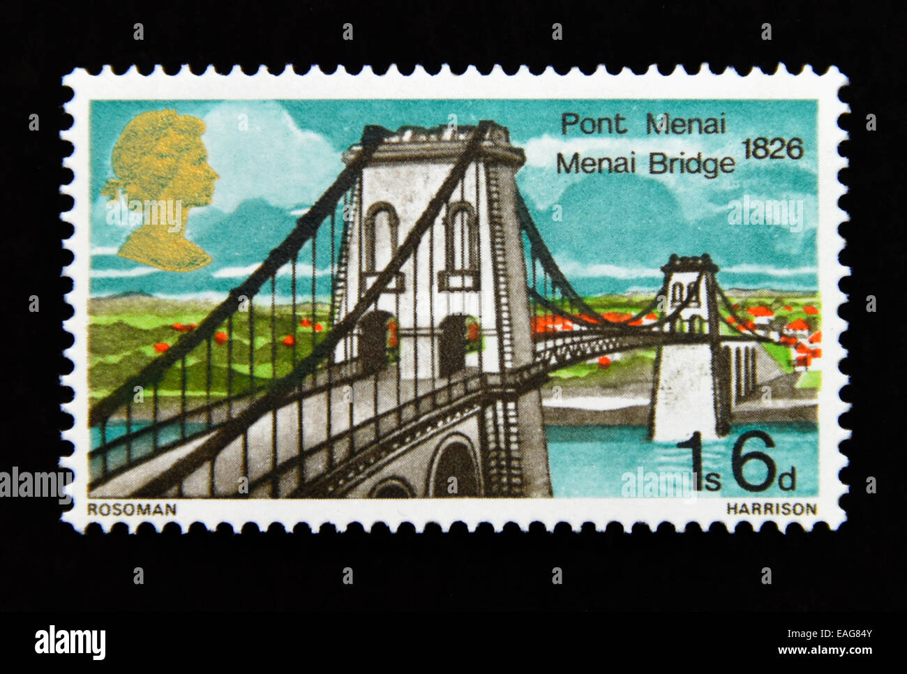 Postage stamp. Great Britain. Queen Elizabeth II. British Bridges. 1968 ...