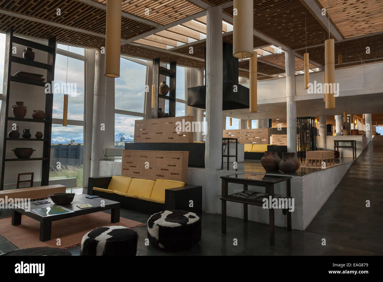 Lobby of Remota Hotel, Puerto Natales, Patagonia, Chile Stock Photo - Alamy