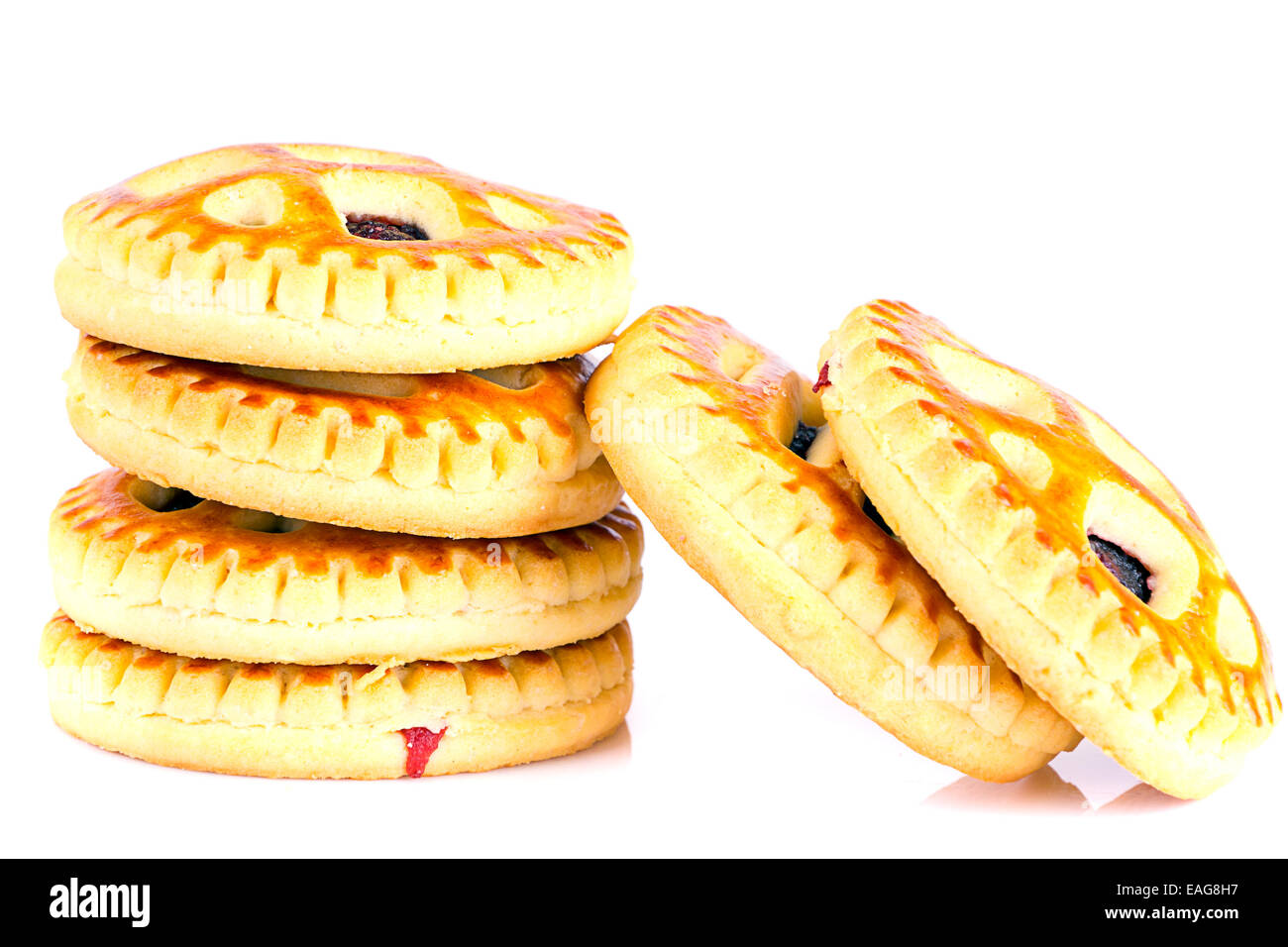 Biscuits with Cherry Jam Isolated on White Background Stock Photo - Alamy
