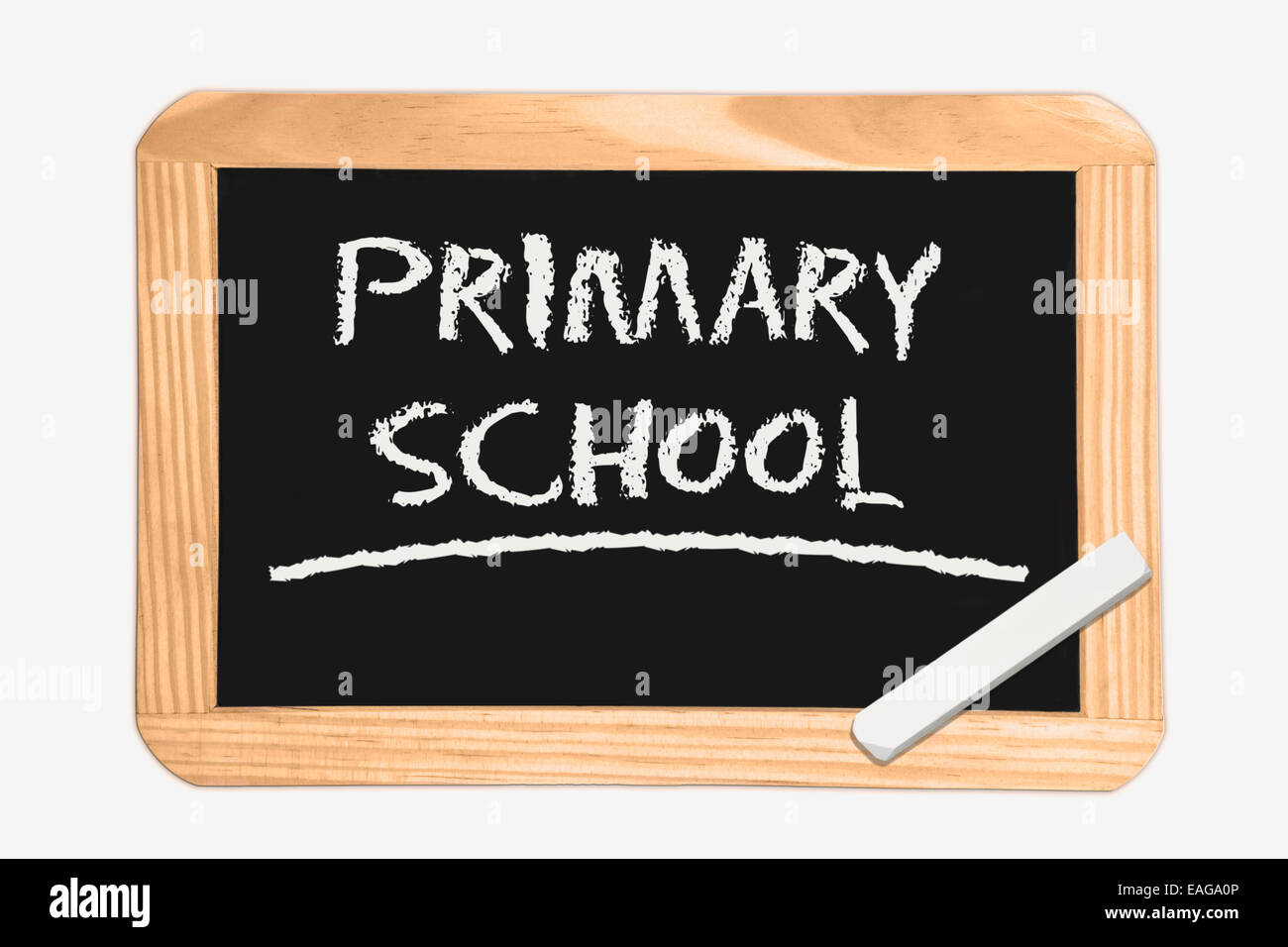 Blackboard with the inscription Primary School, a piece of white chalk ...
