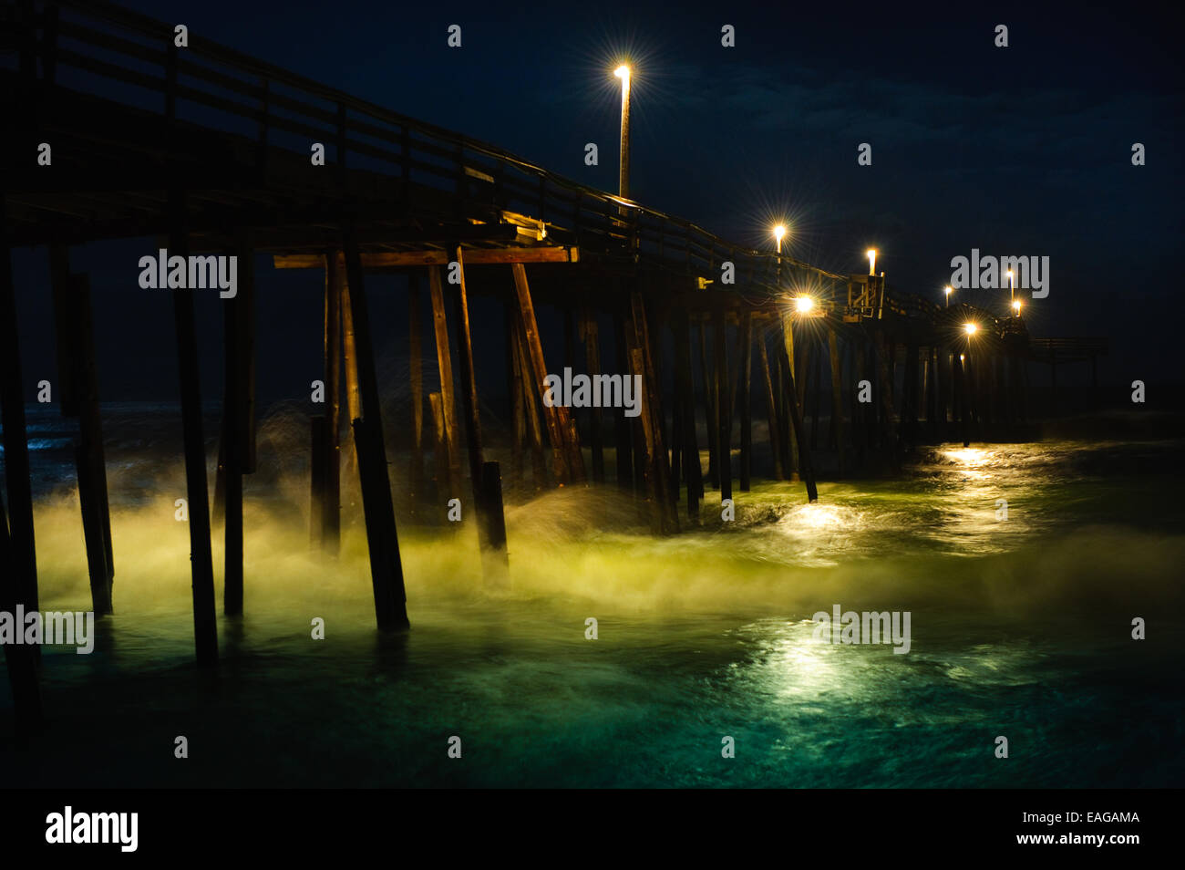 Atlantic ocean at night Light reflection in water Hatteras Stock Photo ...