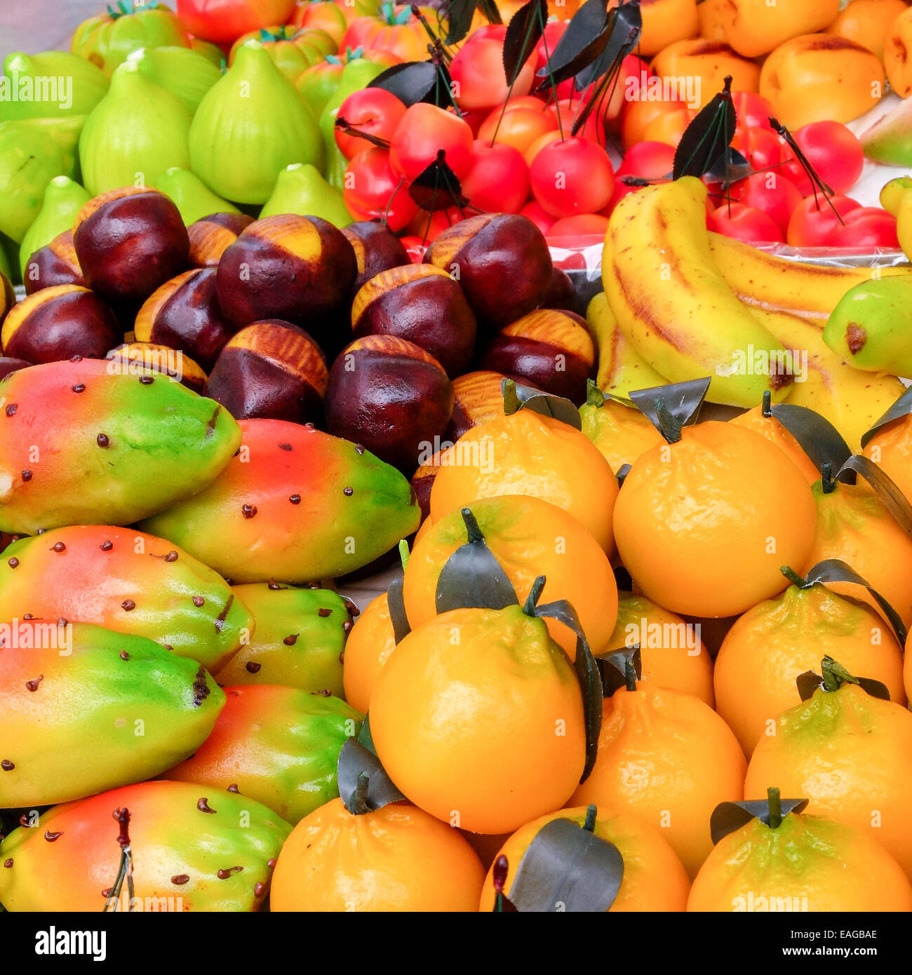 Choice of italian typical pastry: many fruit shaped colorful cookies ...