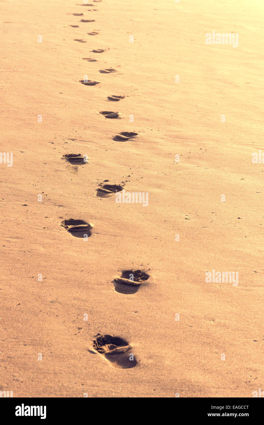 footsteps track in the sand Stock Photo - Alamy
