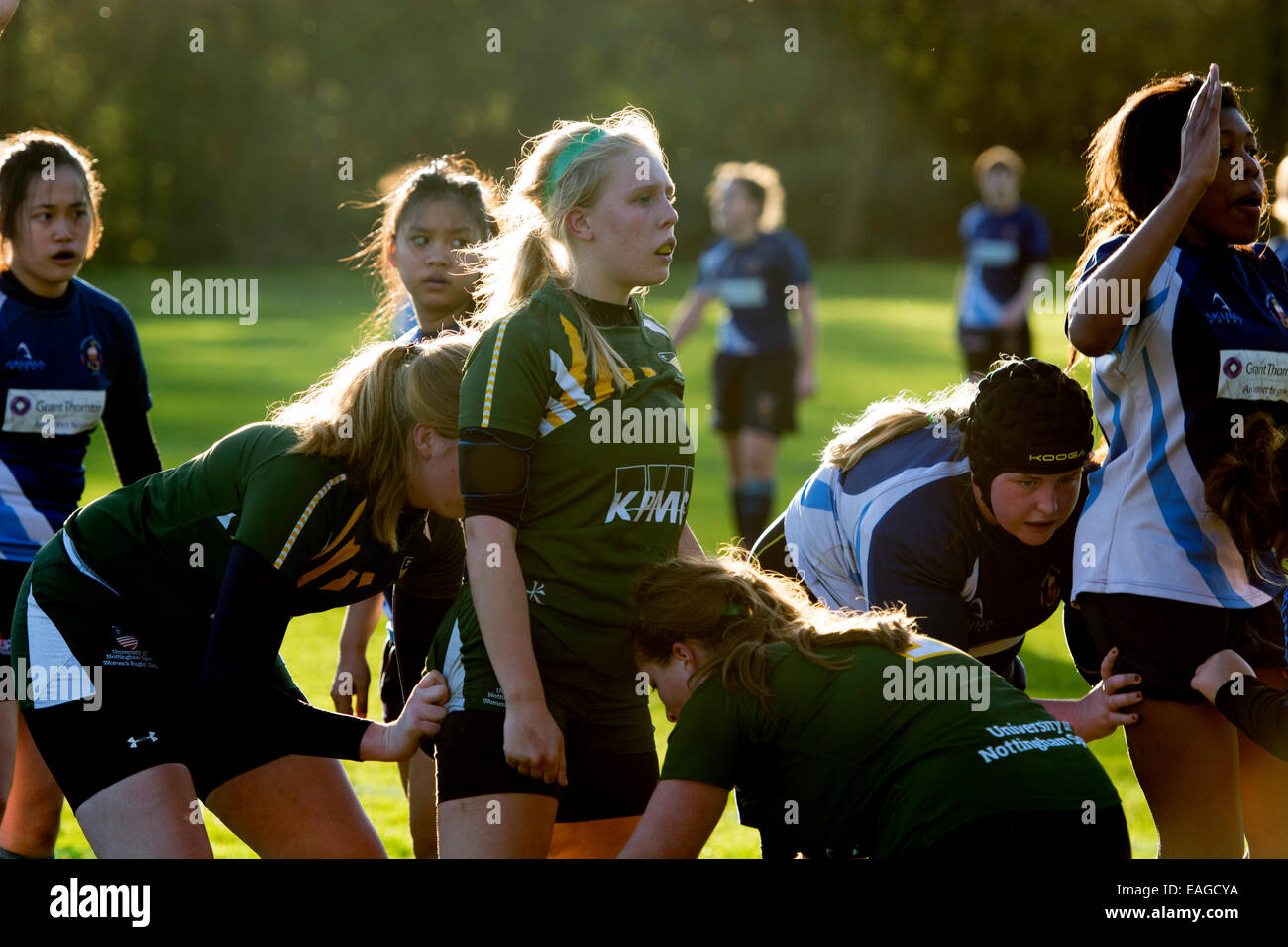 University sport UK, Women`s Rugby Union. A line-out Stock Photo - Alamy