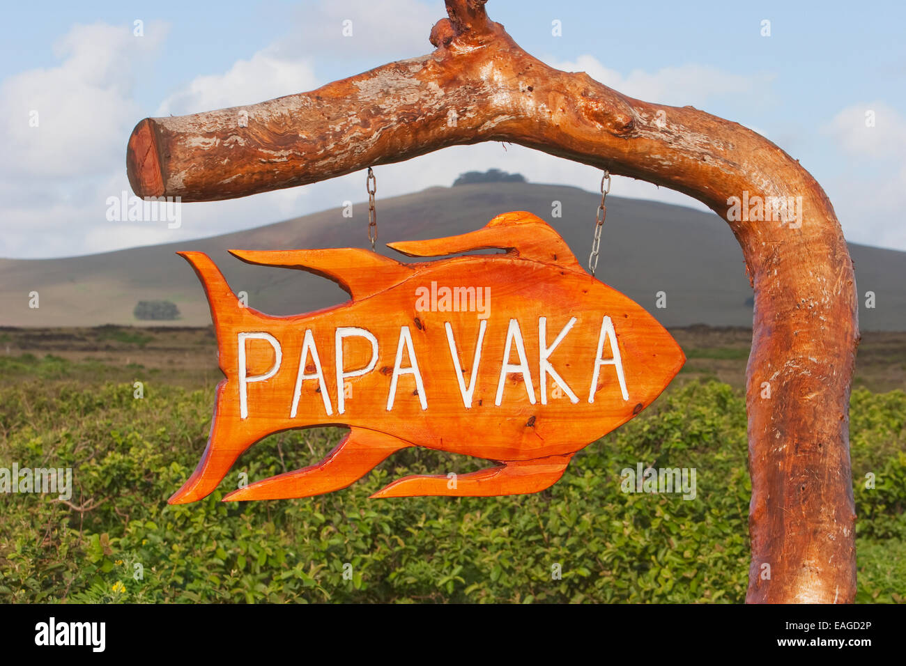 Fish-Shaped Sign At Papa Vaka, Rapa Nui (Easter Island), Chile Stock ...
