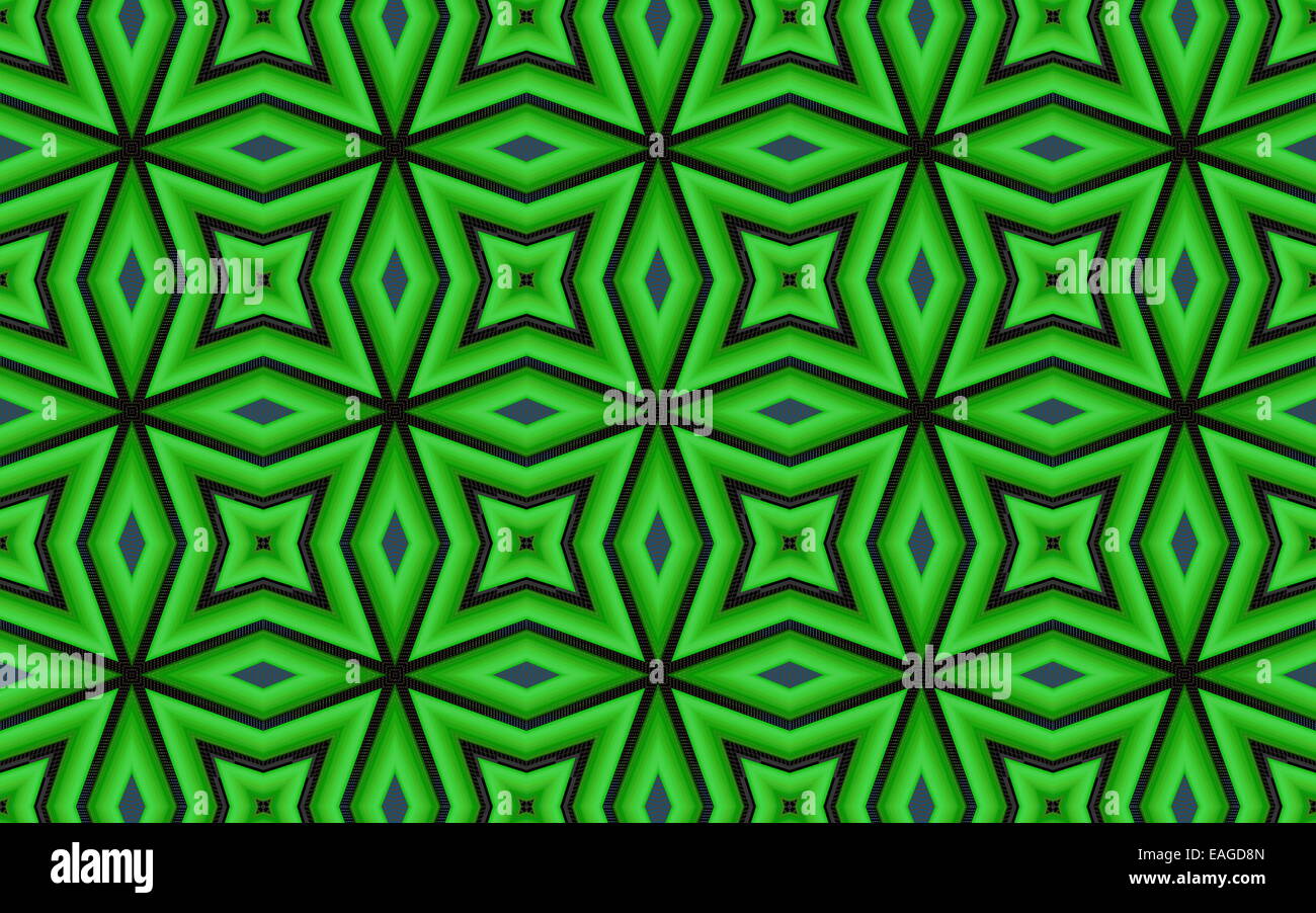 Green Ethnic pattern. Abstract kaleidoscope fabric design Stock Photo ...
