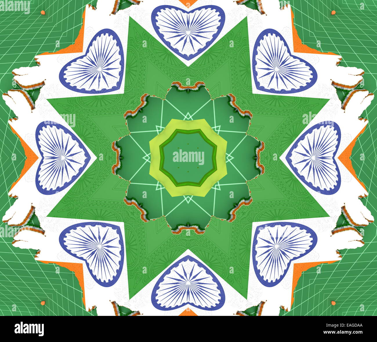 Green Ethnic pattern. Abstract kaleidoscope fabric design Stock Photo ...