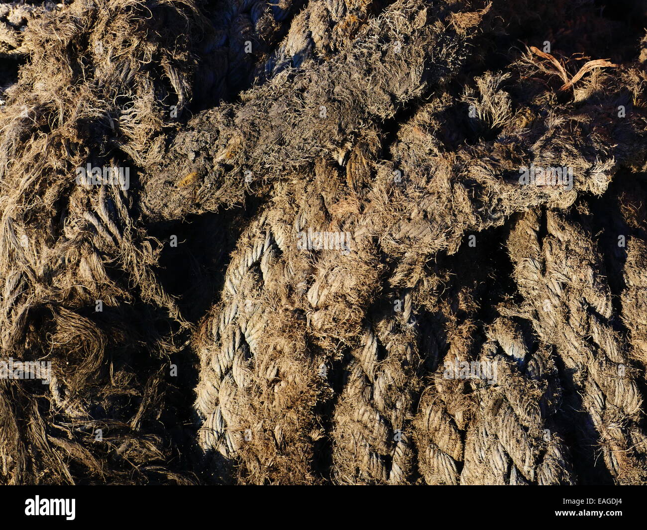 Coil of old rope fom old ship Stock Photo - Alamy