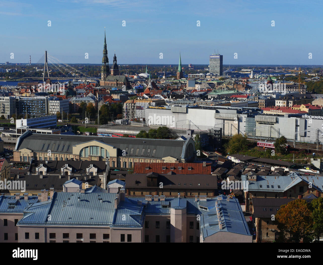 Aerial view on riga bridges hi-res stock photography and images - Alamy