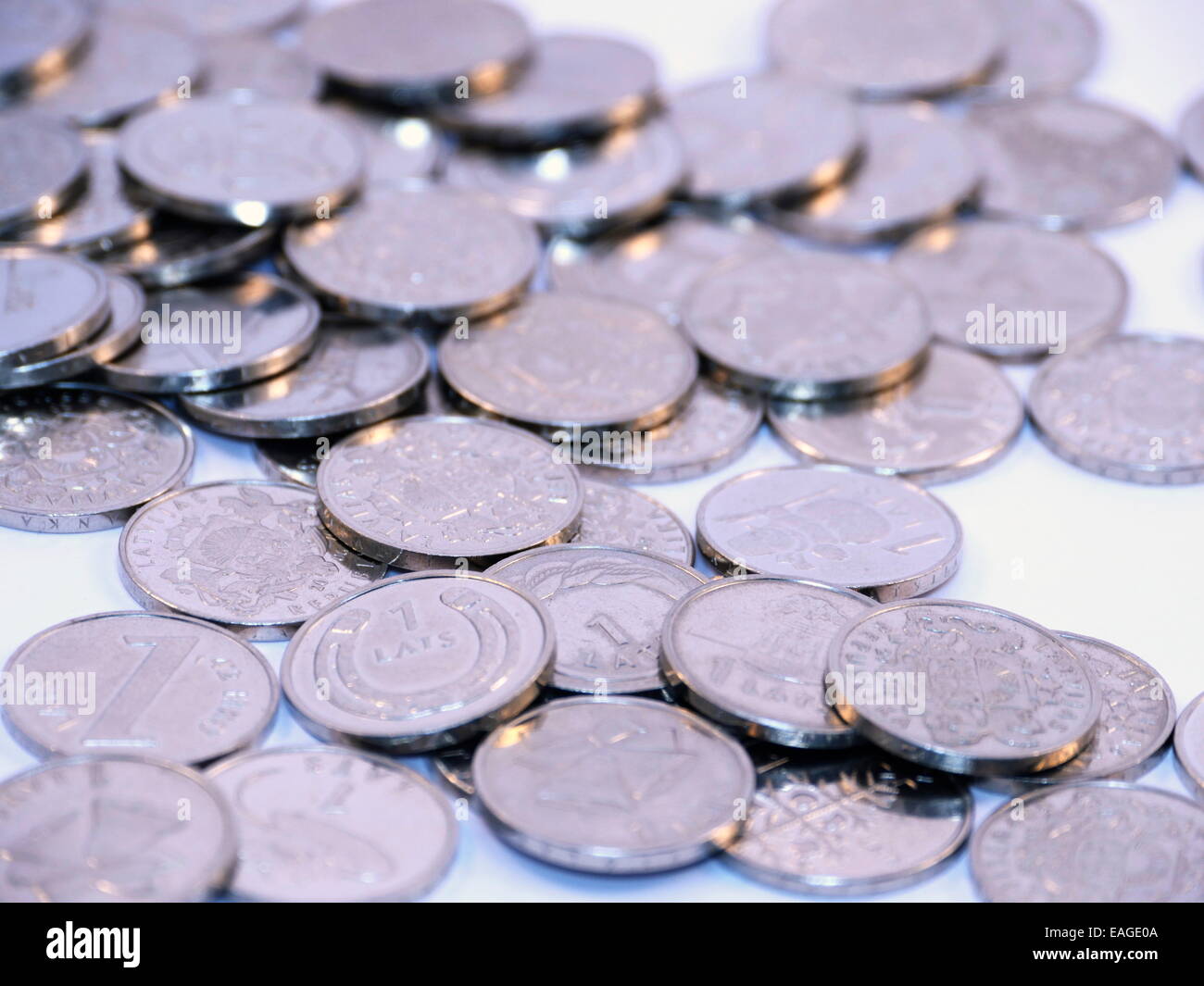 Bunch of Latvian lat coins on white background Stock Photo - Alamy