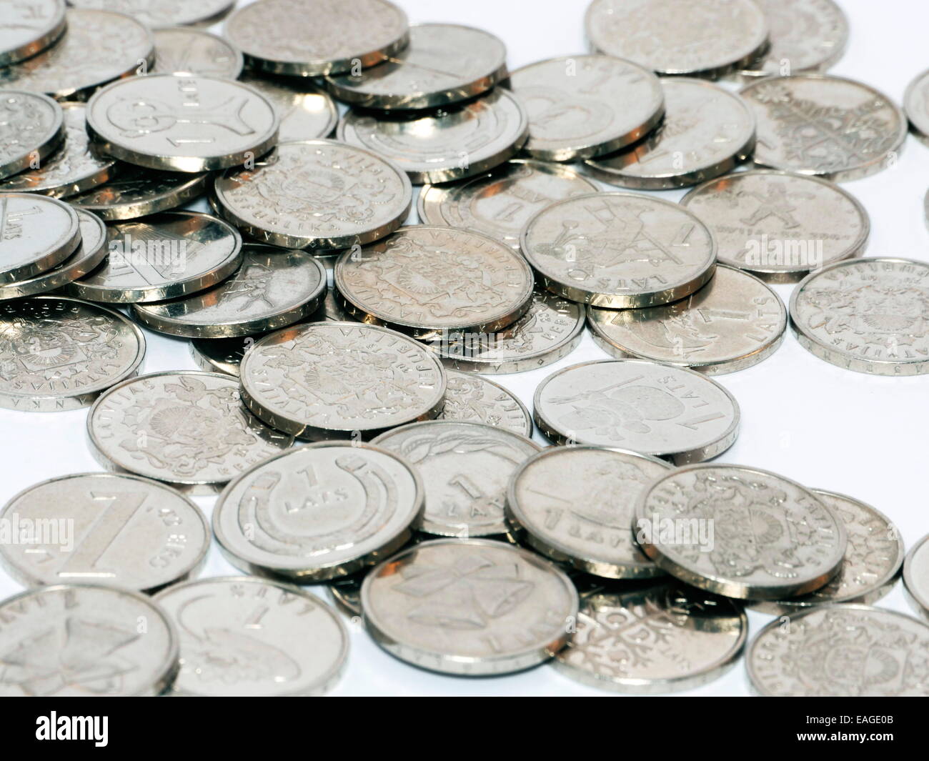 Bunch of Latvian lat coins on white background Stock Photo - Alamy