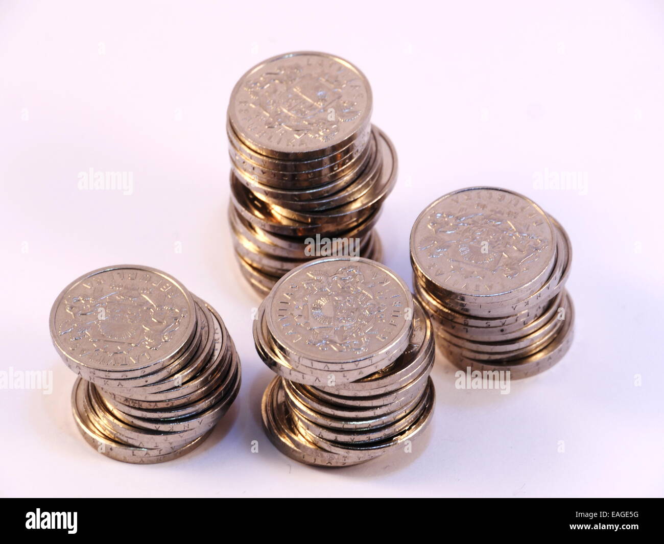 Bunch of Latvian lat coins on white background Stock Photo - Alamy