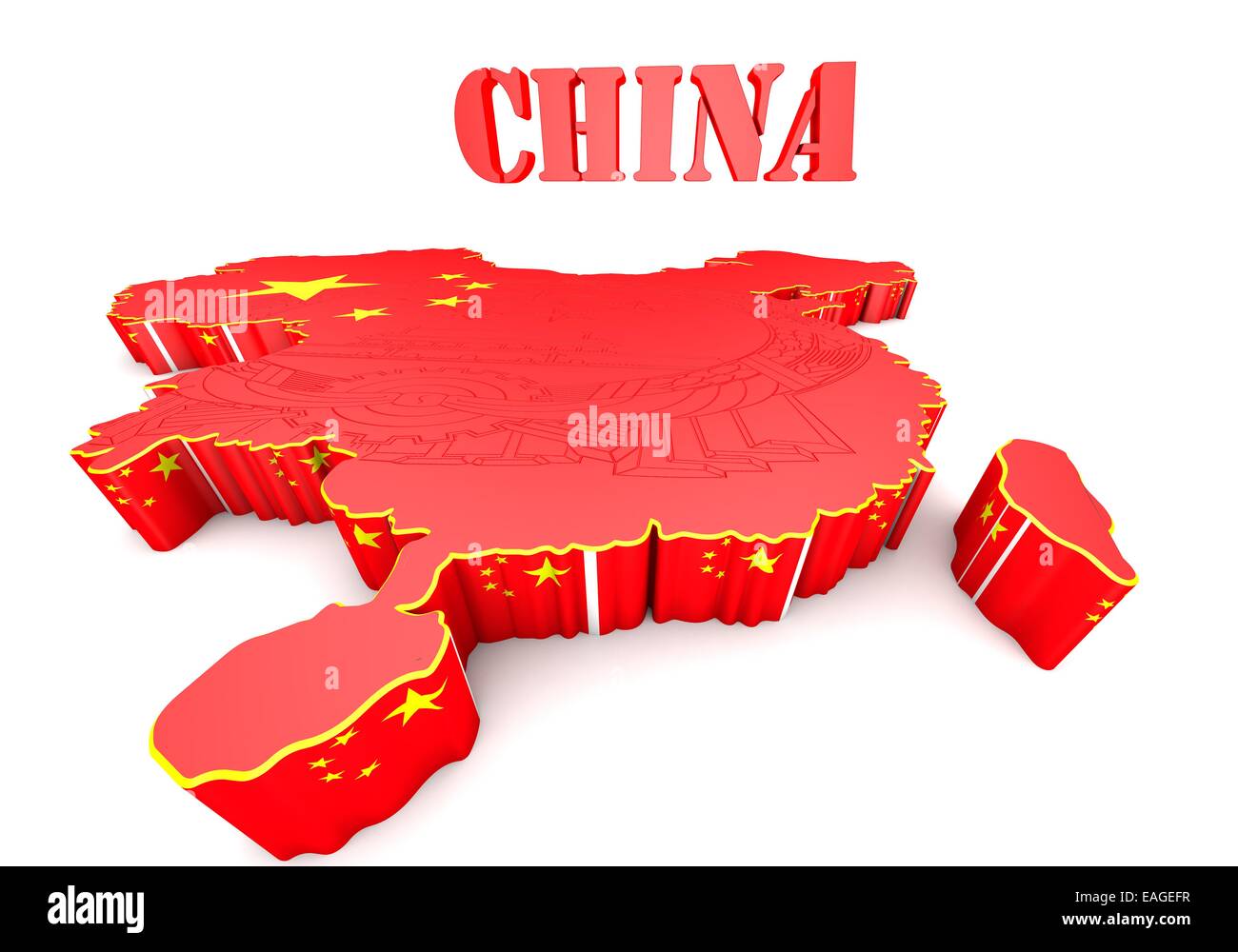 3D map of China in Chinese flag colors Stock Photo - Alamy