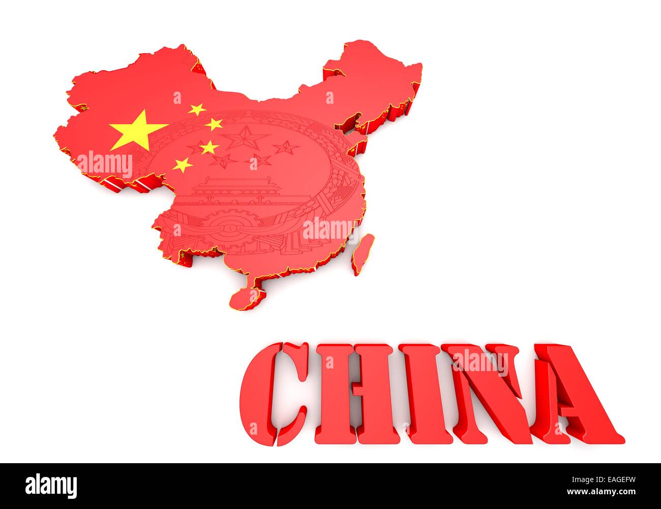 3D map of China in Chinese flag colors Stock Photo - Alamy