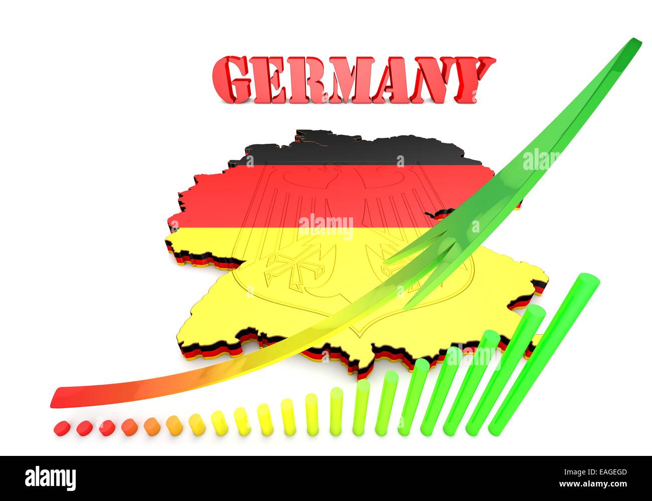3D Map illustration of Germany with flag Stock Photo - Alamy