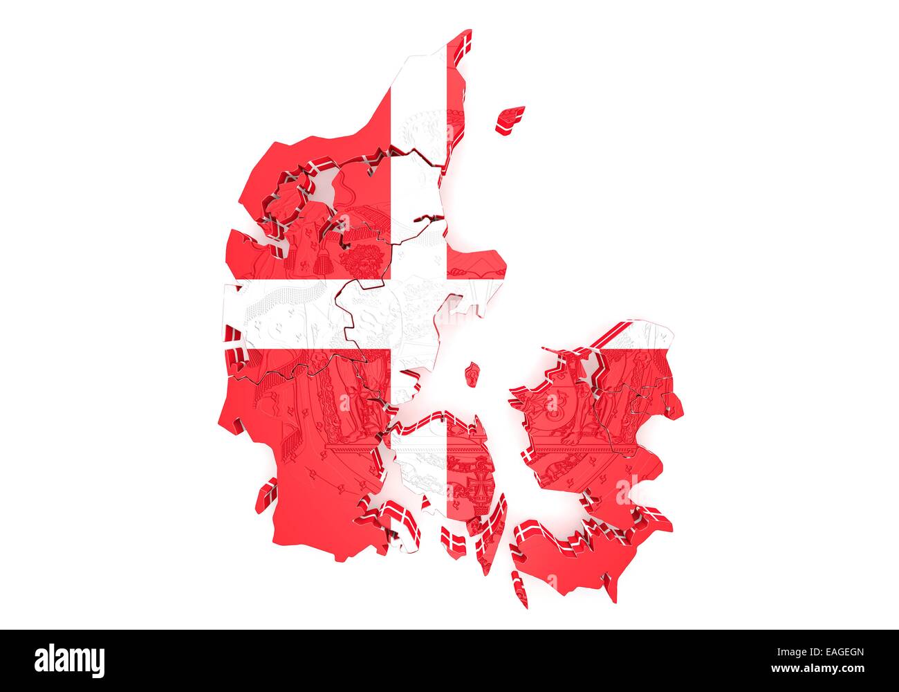 3d map illustration denmark flag Cut Out Stock Images & Pictures - Alamy
