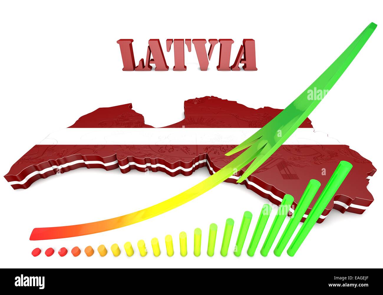 3D Illustration Map of Latvia and latvian Flag Stock Photo - Alamy