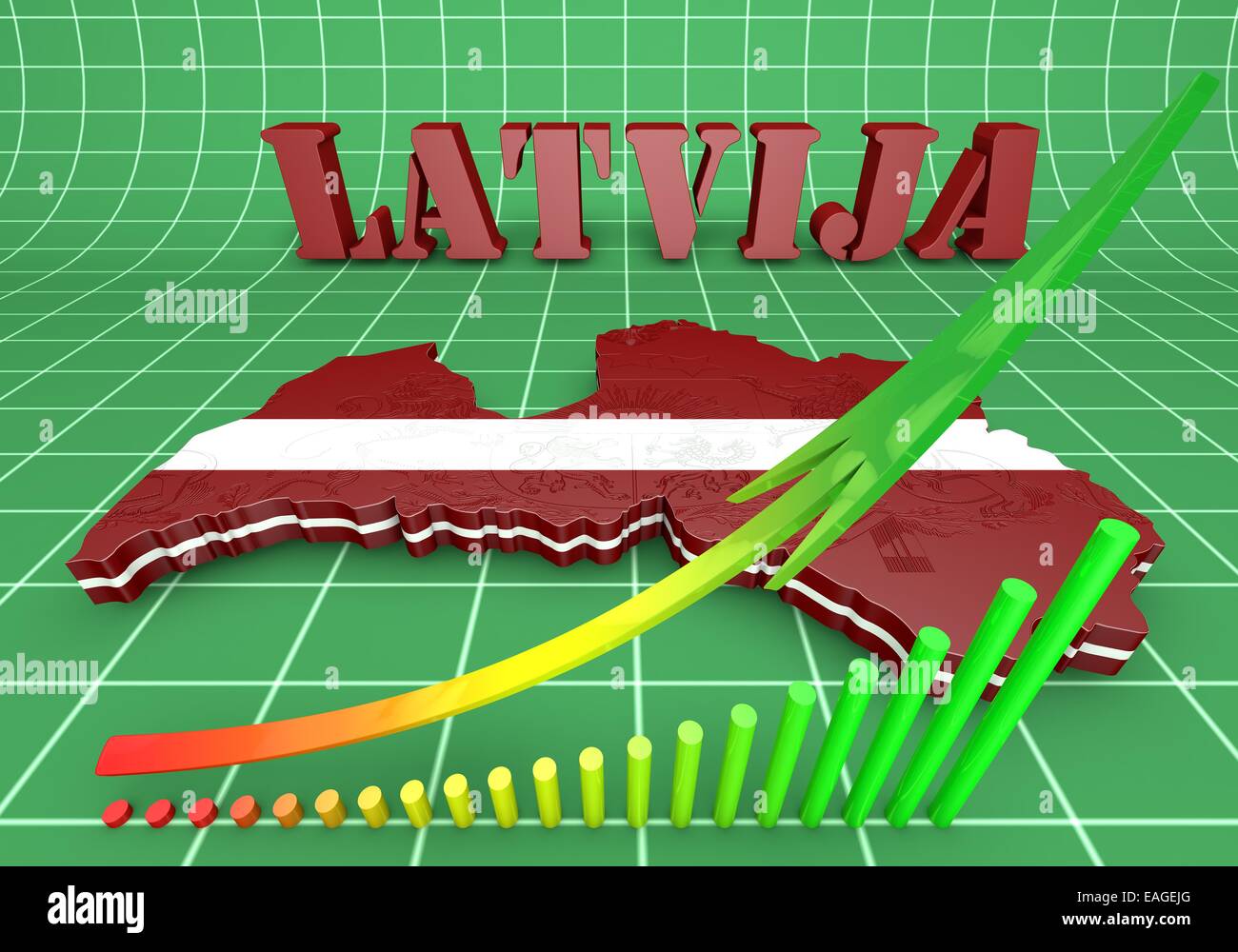 3D Illustration Map of Latvia and latvian Flag Stock Photo - Alamy