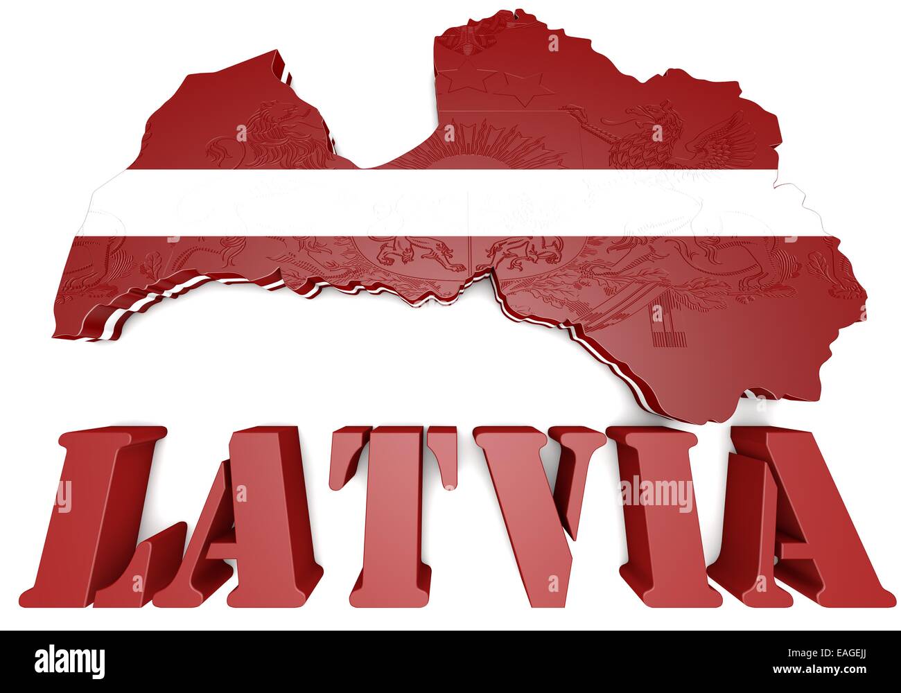 3D Illustration Map of Latvia and latvian Flag Stock Photo - Alamy