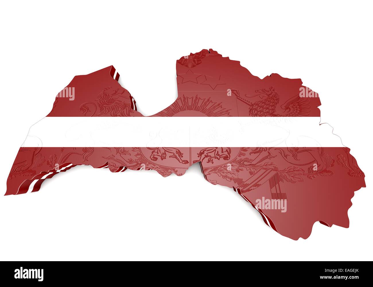 3D Illustration Map of Latvia and latvian Flag Stock Photo - Alamy