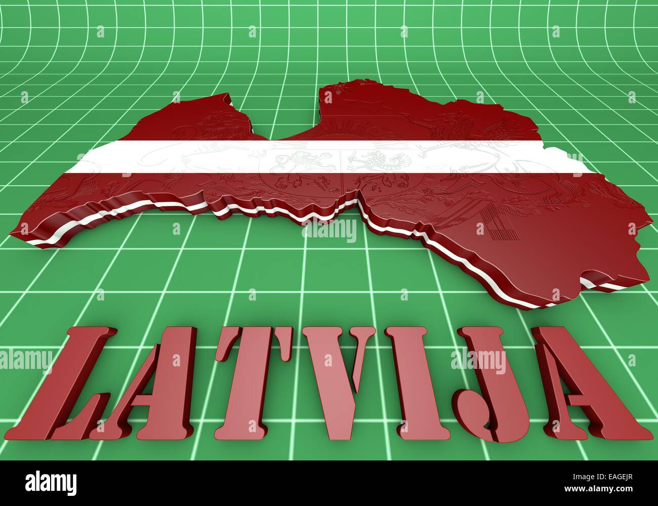 3D Illustration Map of Latvia and latvian Flag Stock Photo - Alamy