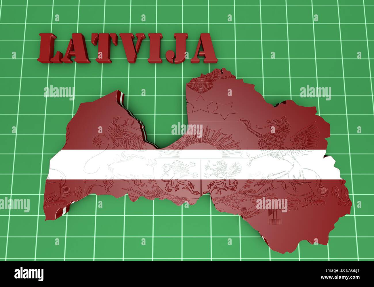 3D Illustration Map of Latvia and latvian Flag Stock Photo - Alamy