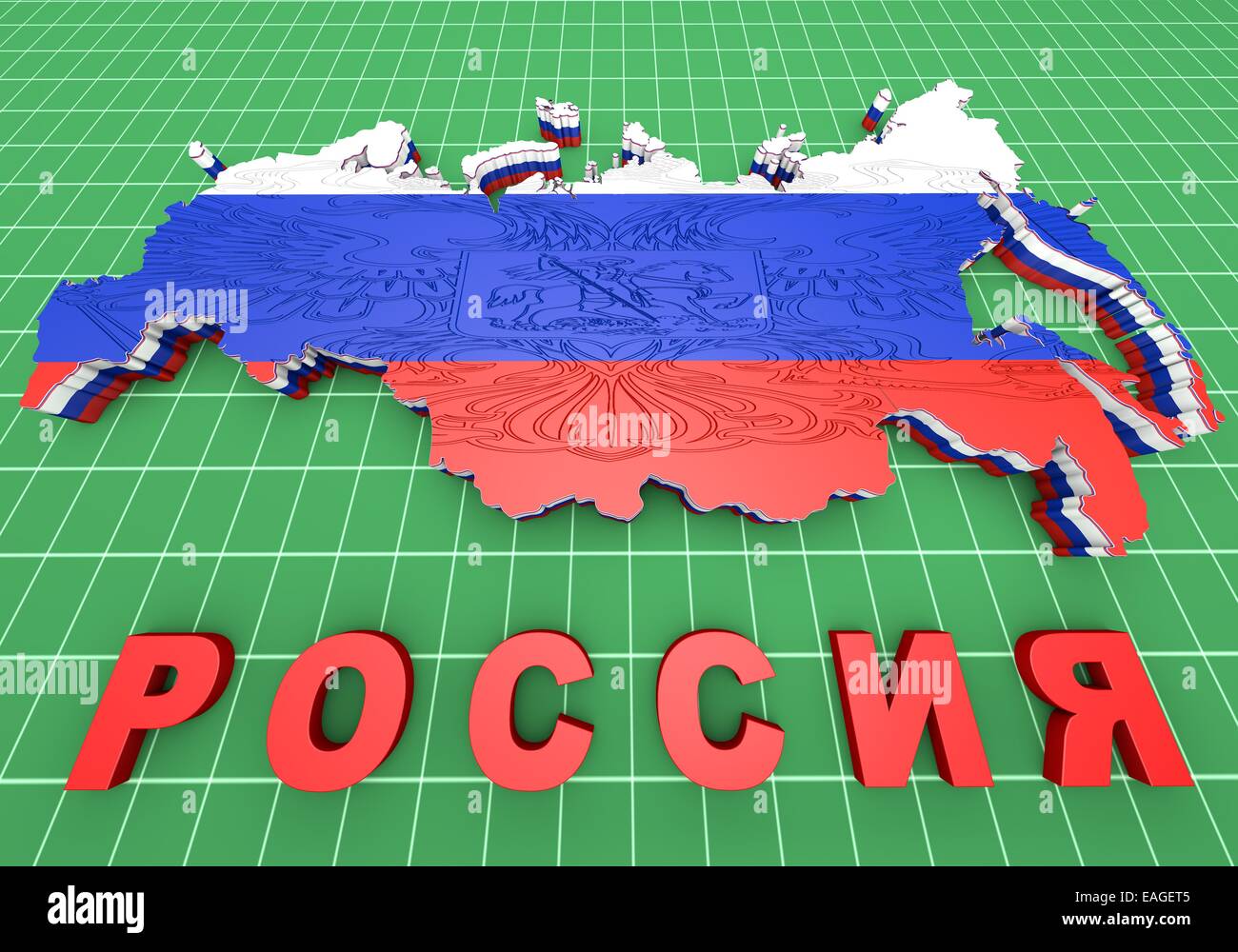 3D illistration of Russia map with flag Stock Photo - Alamy
