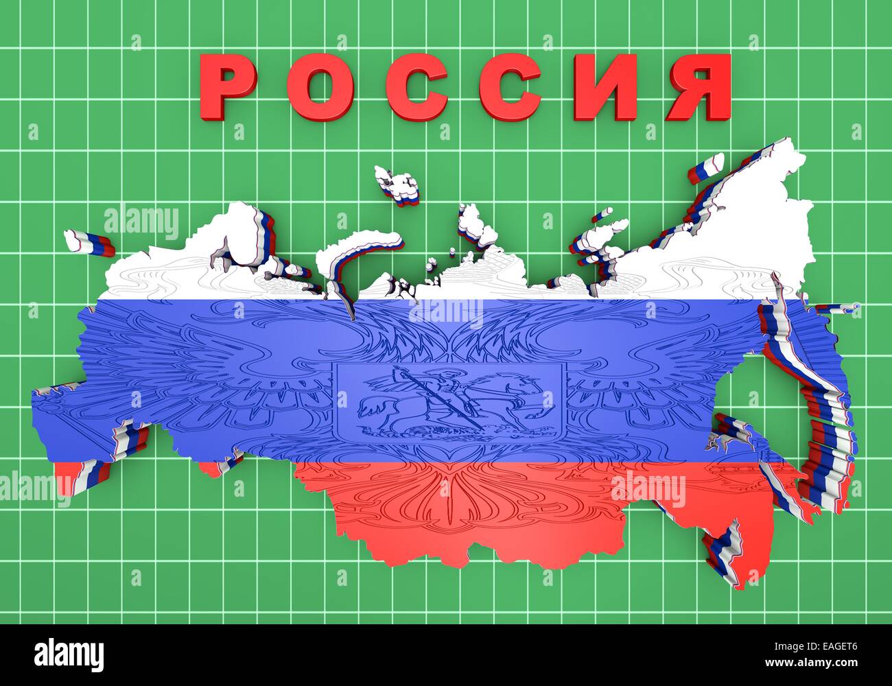 3D illistration of Russia map with flag Stock Photo - Alamy
