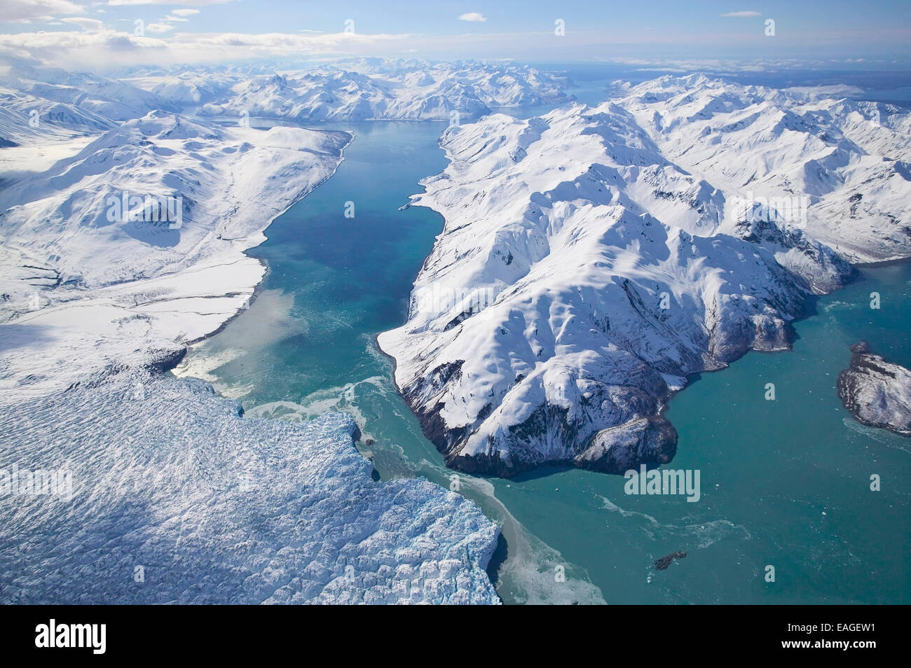 Aerial Of Hubbard Glacier Blocking Russell Fjord Ak Se Spring Stock ...
