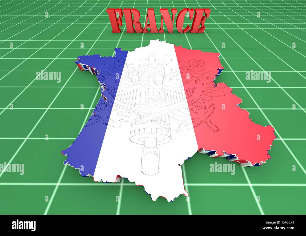 Map of France with flag colors. 3d render illustration Stock Photo - Alamy