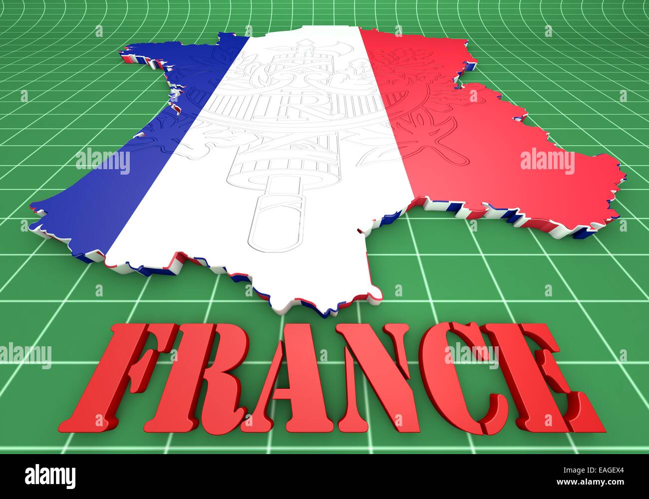 Map of France with flag colors. 3d render illustration Stock Photo - Alamy