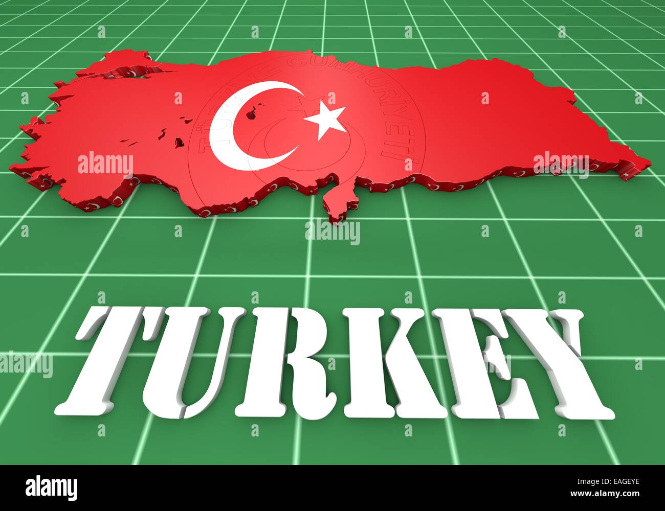 3d map illustration of Turkey with flag and coat of arms Stock Photo ...